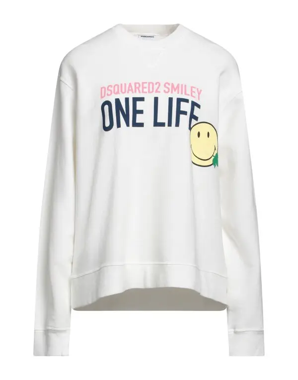 Dsquared2 Cotton Elastane Crewneck Sweatshirt With Print - White