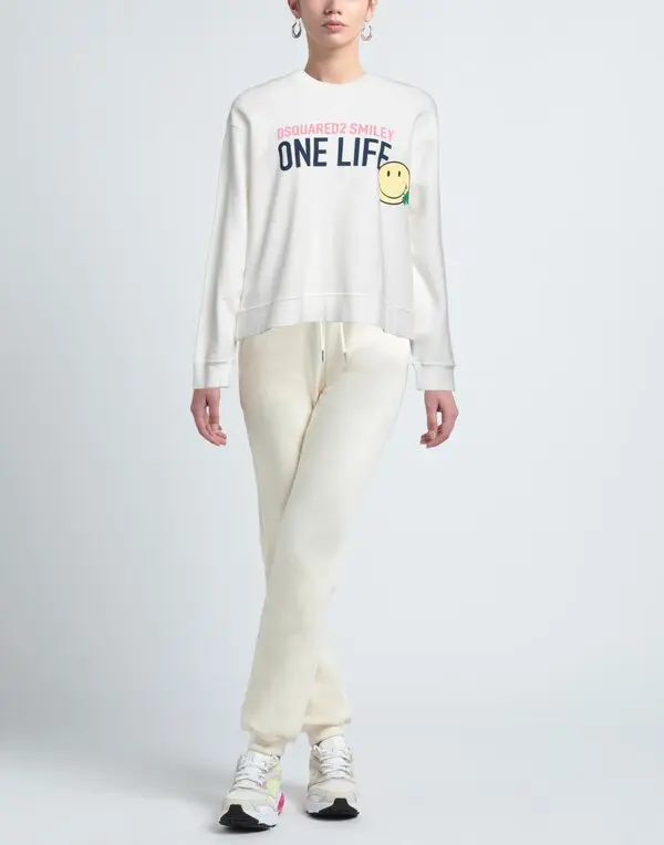Dsquared2 Cotton Elastane Crewneck Sweatshirt With Print - White