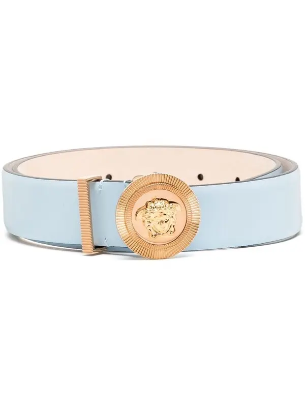 Versace Leather Belt With Medusa Head - Blue