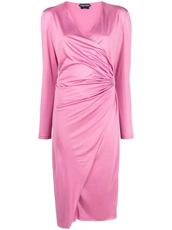 TOM FORD Ruched Wrap Midi Dress