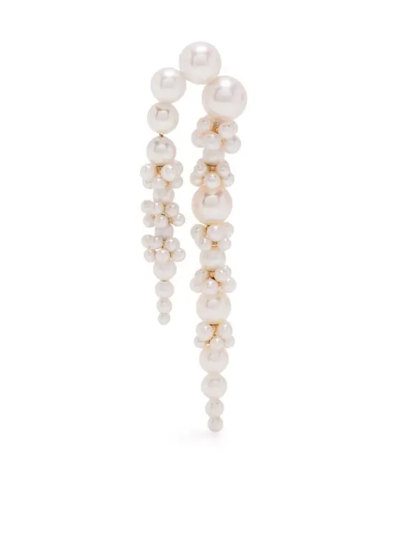 Sophie Bille Brahe 18kt Yellow Gold Palais De Nuit Pearl Drop Earring - White