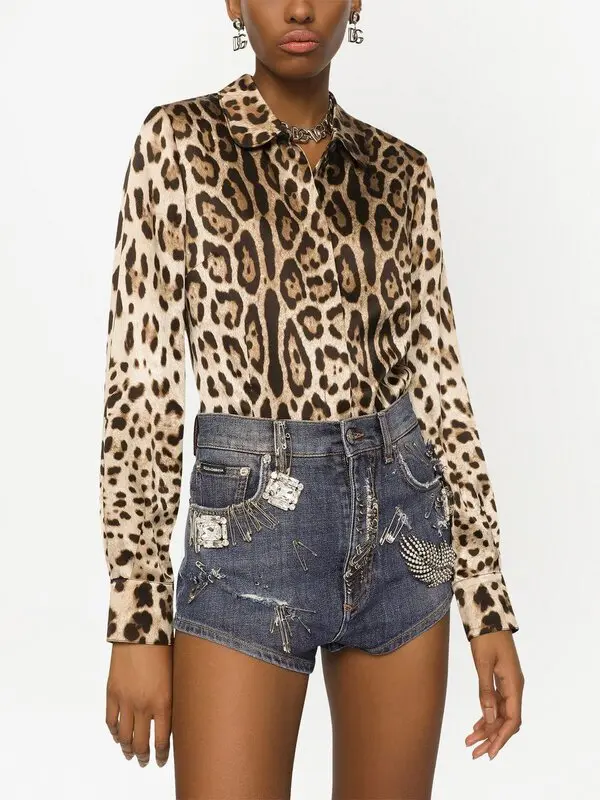 Dolce & Gabbana Leopard-print Silk Shirt - Brown