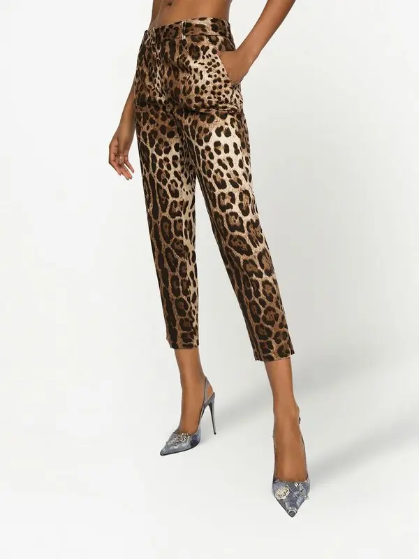 Dolce & Gabbana Leopard-print Tailored Trousers - Brown