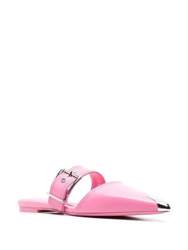 Alexander McQueen Buckled Leather Mules - Pink