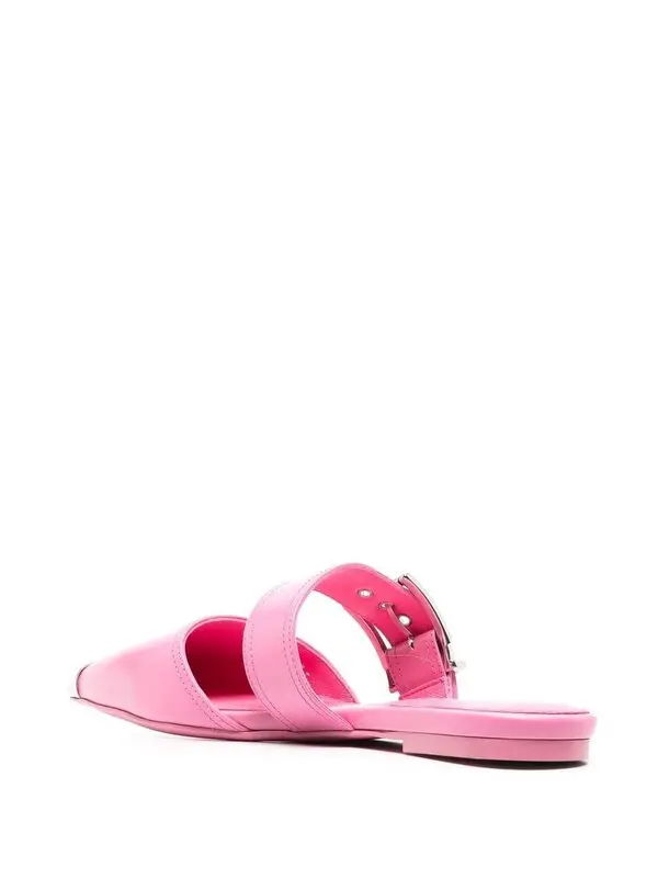 Alexander McQueen Buckled Leather Mules - Pink