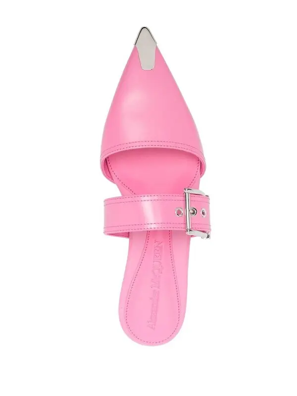 Alexander McQueen Buckled Leather Mules - Pink