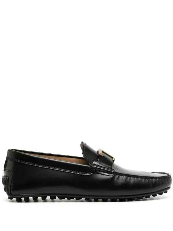 TOD'S Logo-plaque Leather Loafers - Black