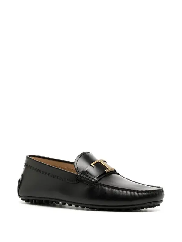TOD'S Logo-plaque Leather Loafers - Black