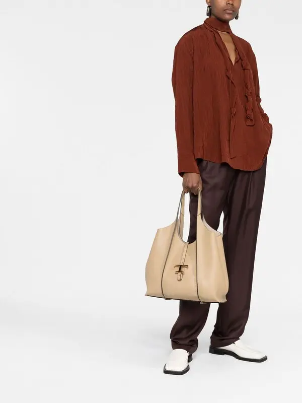 TOD'S Medium Leather Tote - Neutrals