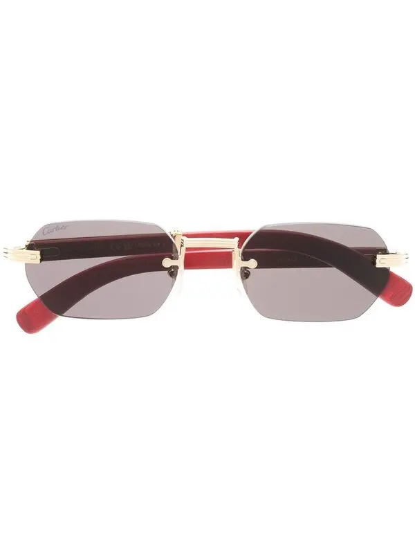 CARTIER Tinted Geometric-frame Sunglasses - Gold