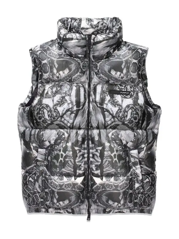 PURPLE BRAND Graphic-print Puffer Vest - Grey