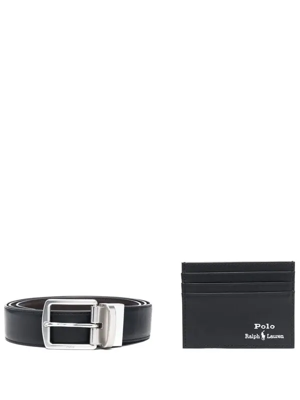 Polo Ralph Lauren Logo-stamp Cardholder And Belt Set - Black