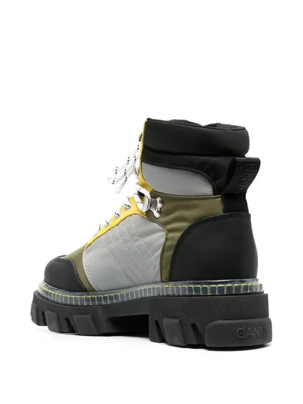 GANNI Cleated Lace-up Hiking Boots - Green