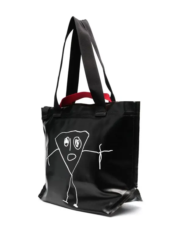 Plan C Graphic-print Shoulder Bag - Black