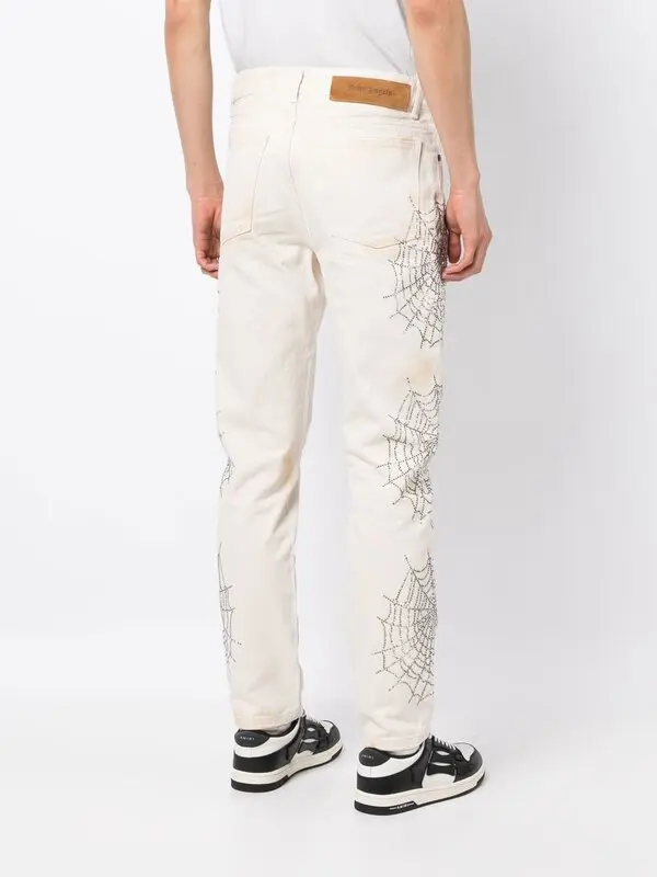 Palm Angels Gem Embellished Slim-cut Jeans