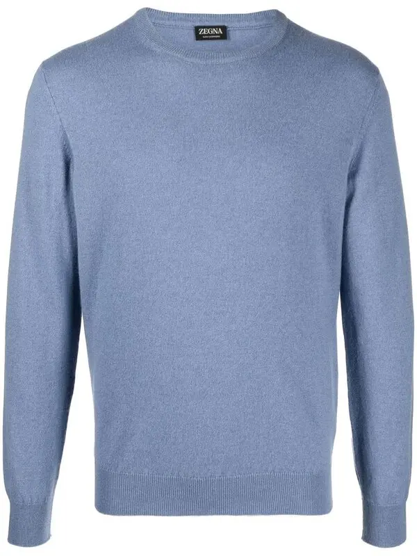 Zegna Ribbed-knit Crew Neck Sweater - Blue