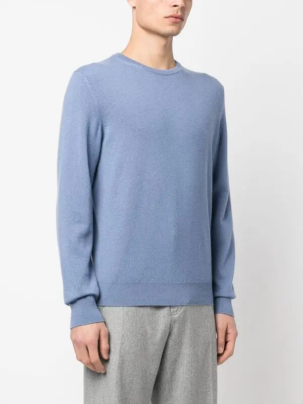 Zegna Ribbed-knit Crew Neck Sweater - Blue