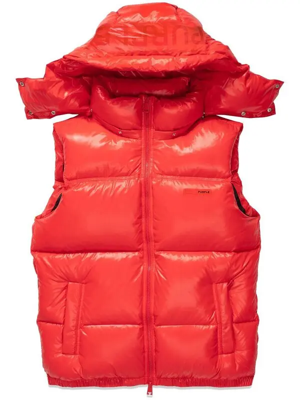 PURPLE BRAND Logo Patch Puffer Vest