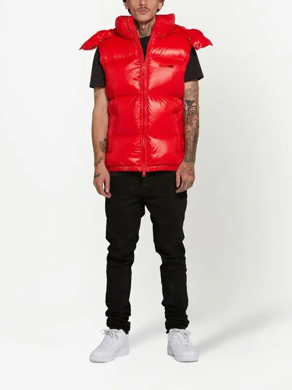 PURPLE BRAND Logo Patch Puffer Vest