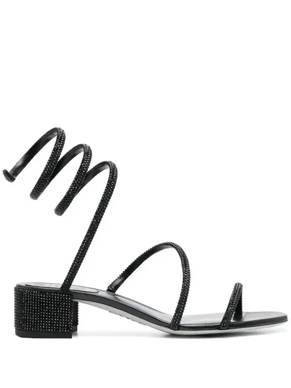 Rene Caovilla Cleo Leather Sandals - Black