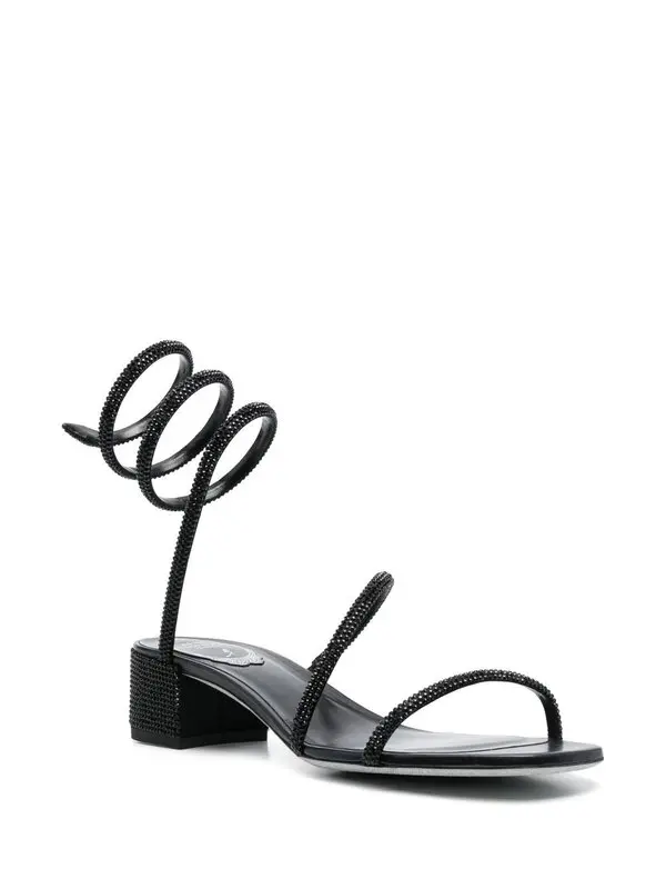 Rene Caovilla Cleo Leather Sandals - Black