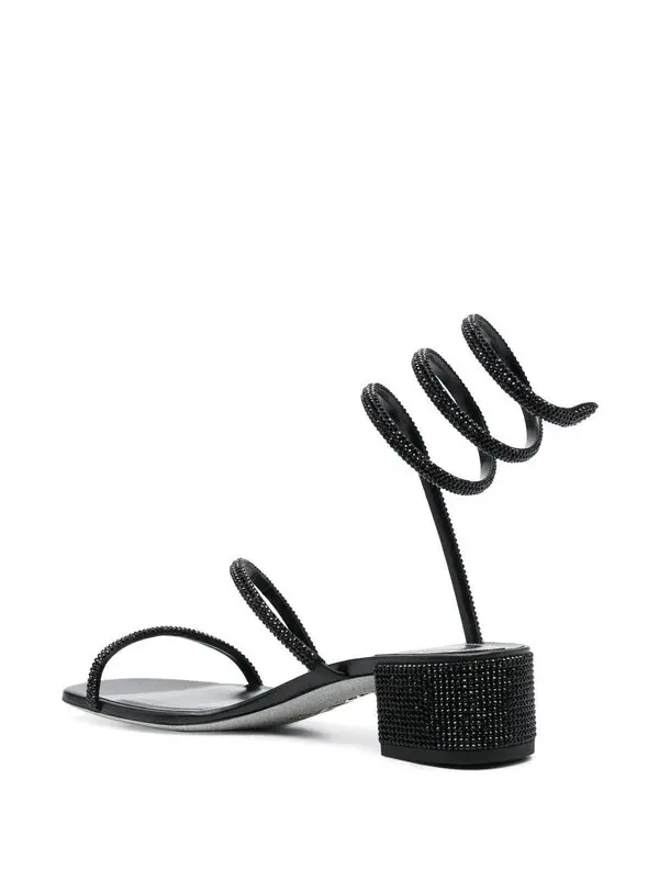 Rene Caovilla Cleo Leather Sandals - Black