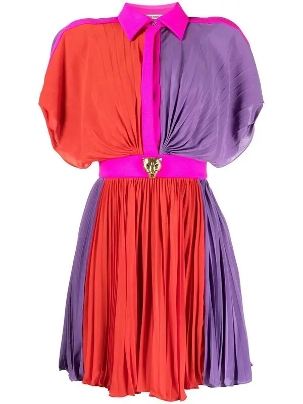 Roberto Cavalli Colour-block Pleated Dress