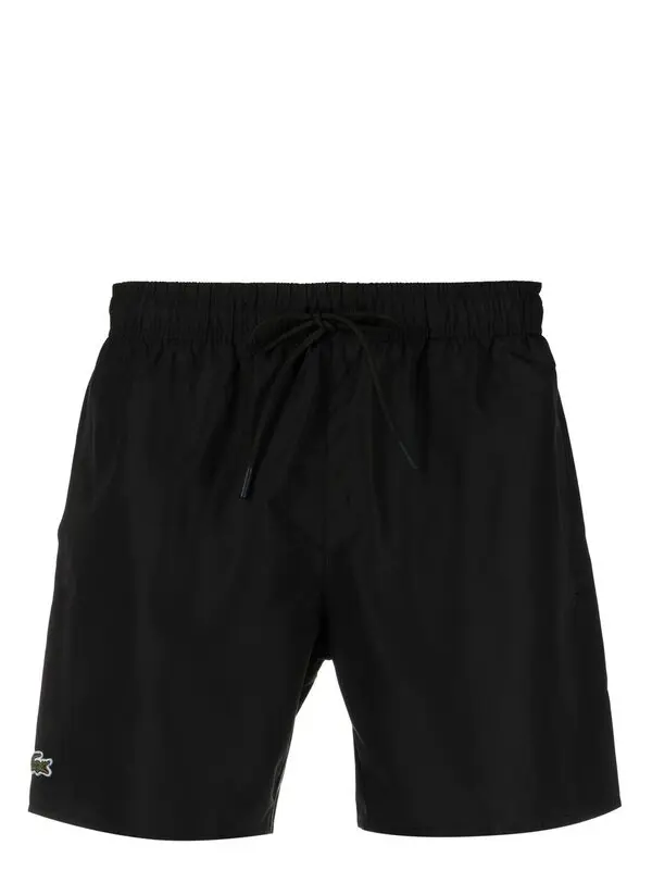 Lacoste Embroidered-logo Swim Shorts - Black
