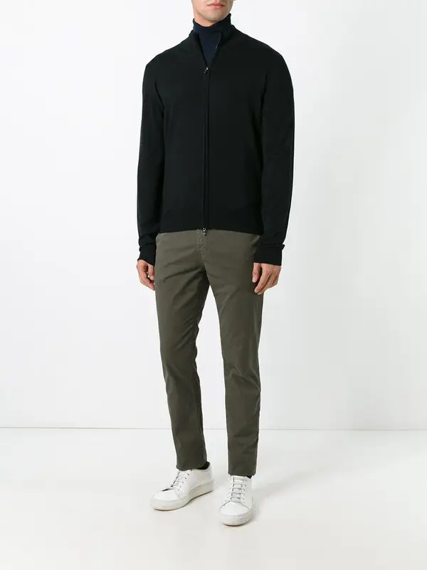 John Smedley High Neck Zipped Cardigan - Black
