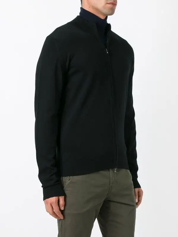 John Smedley High Neck Zipped Cardigan - Black