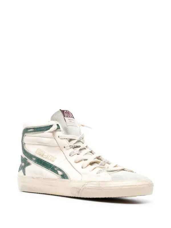 GOLDEN GOOSE Slide Distressed High-top Sneakers - Neutrals