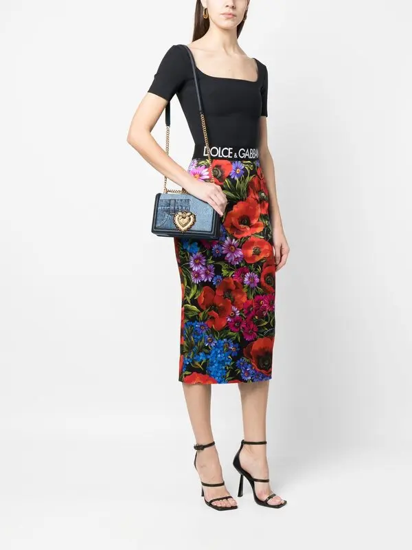 Dolce & Gabbana Medium Devotion Denim Shoulder Bag