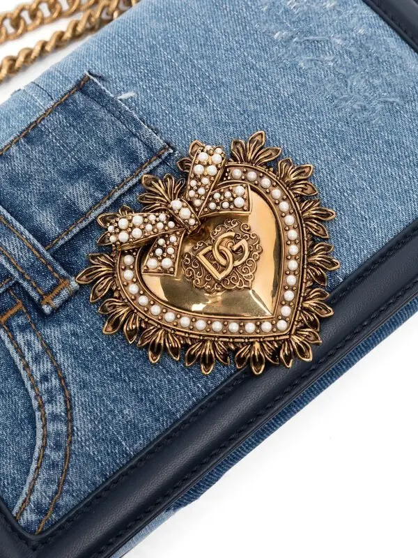 Dolce & Gabbana Medium Devotion Denim Shoulder Bag