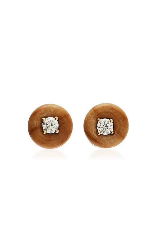 Fernando Jorge Petrified Wood Orbit Diamond Medium Studs