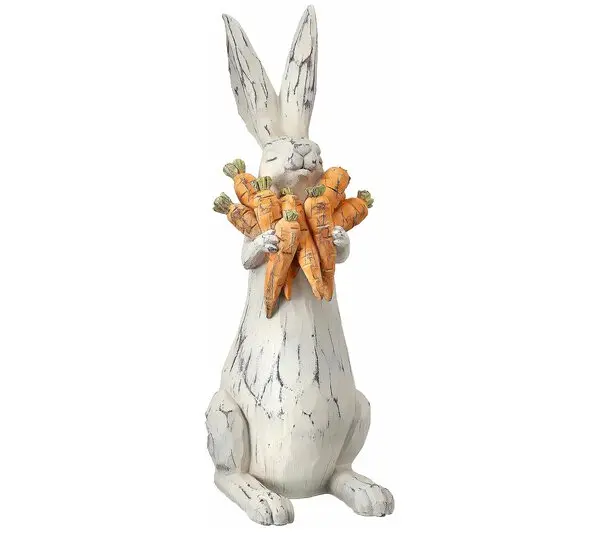 VALERIE PARR HILL Carved Bunny W Carrots 17.5' Valerie - One-color