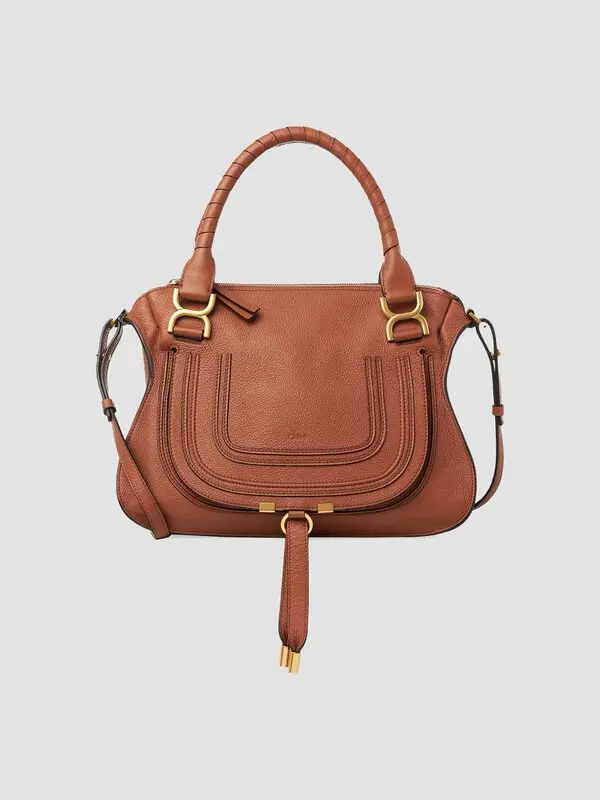 Chloé Marcie Leather Satchel - Tan