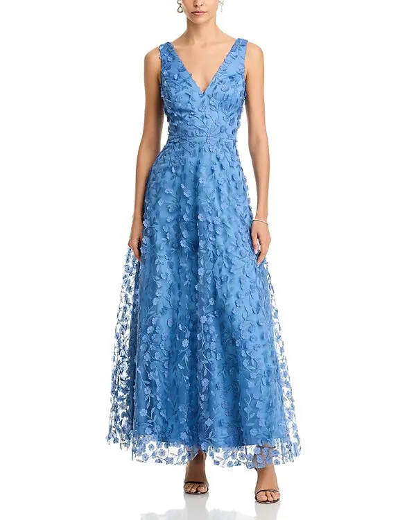 Eliza J 3d Flower Gown - Slate