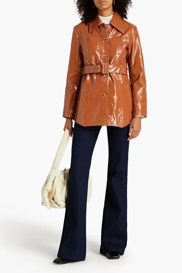 MUUBAA Belted Patent-leather Jacket