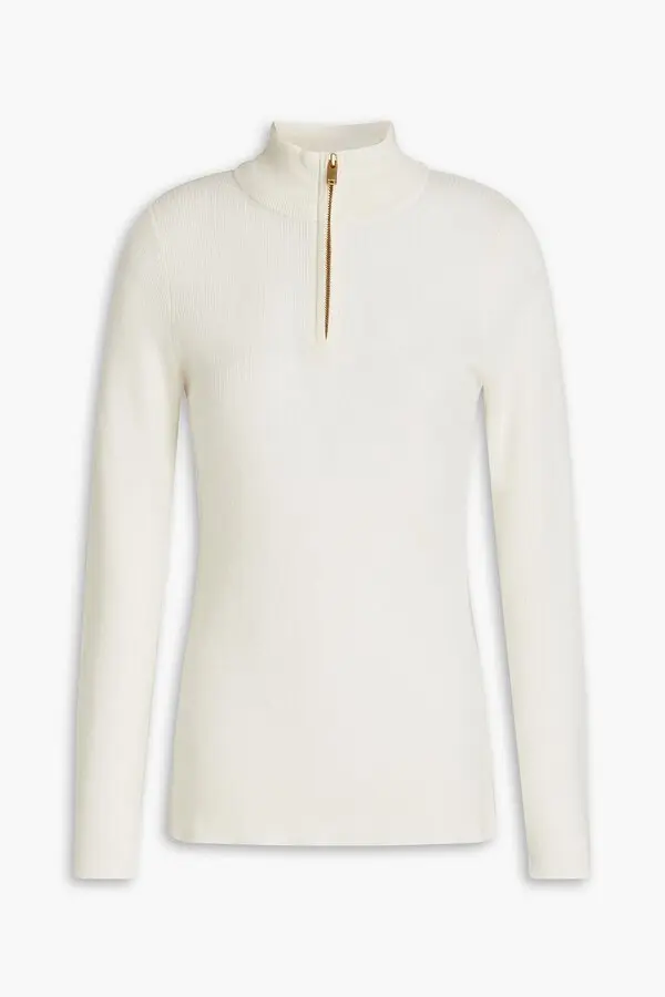 N.peal Ribbed Cashmere Halfzip Sweater