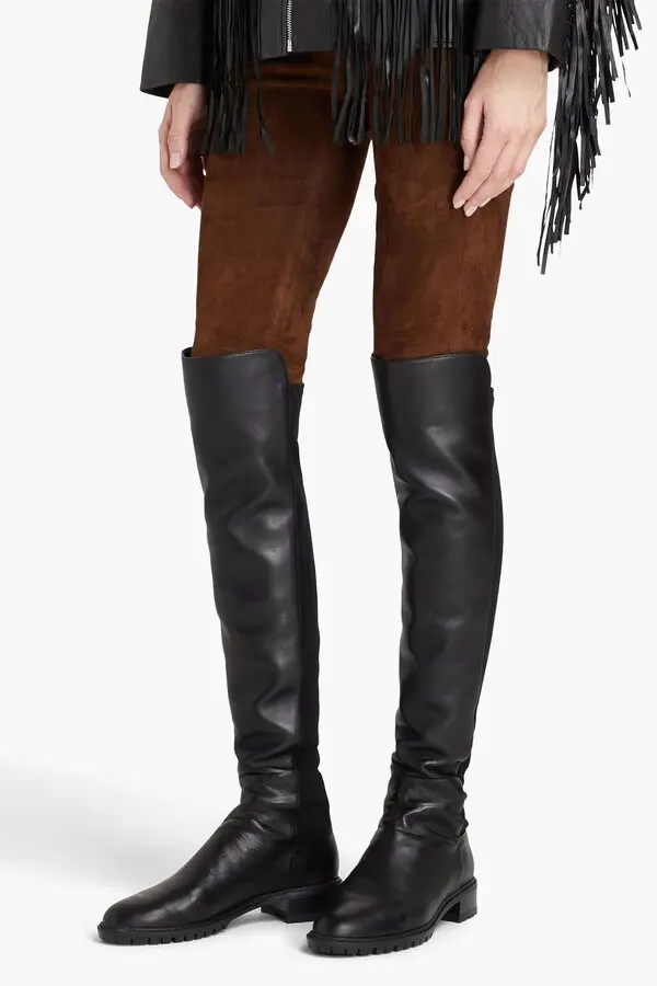 STUART WEITZMAN Keelan Microstretch And Leather Over-the-knee Boots