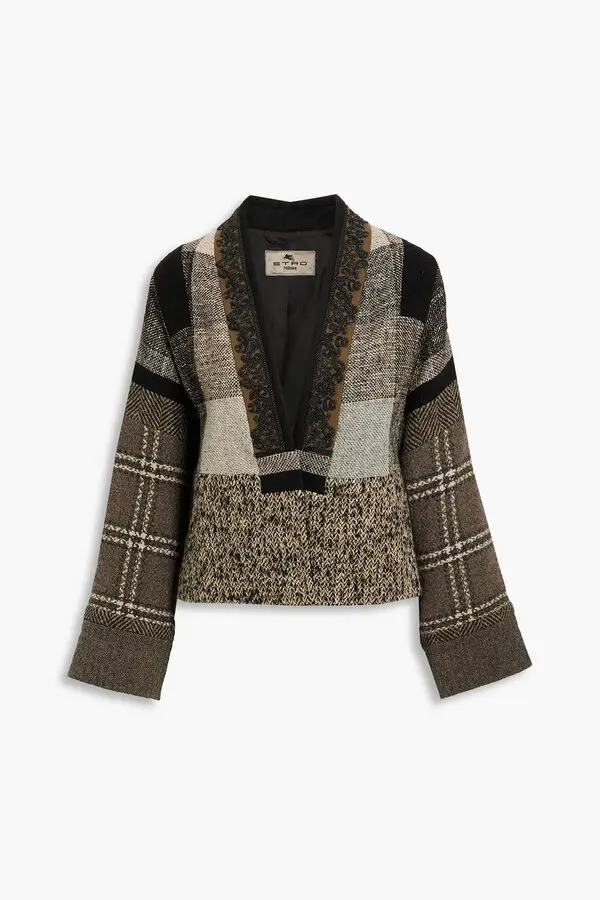 Etro Embroidered Patchwork Wool-blend Jacket