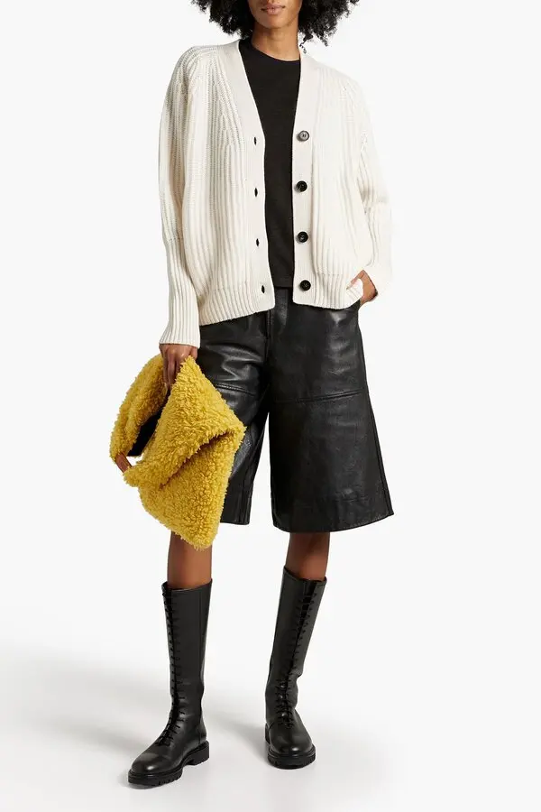 Co Ribbed Wool And Cashmereblend Cardigan