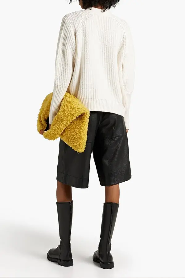 Co Ribbed Wool And Cashmereblend Cardigan