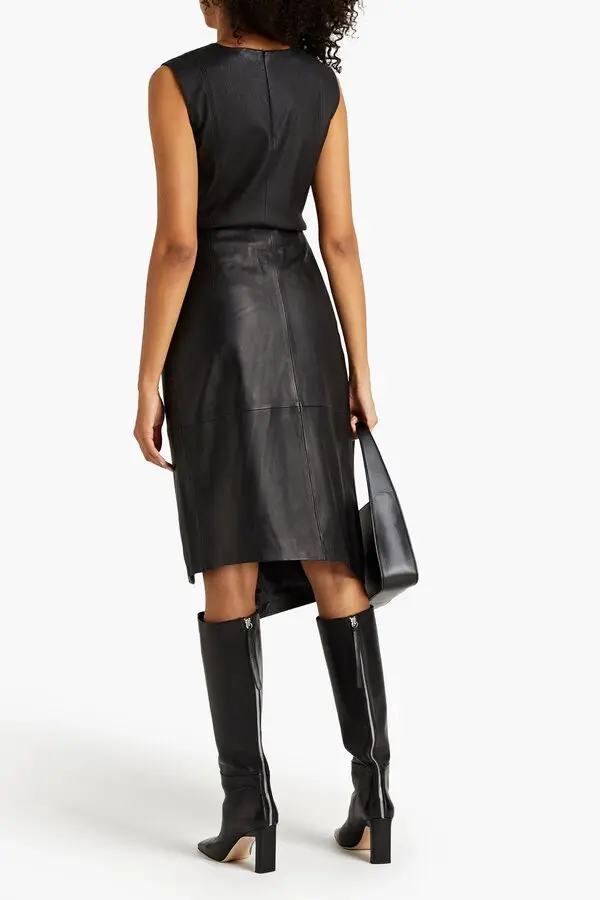 MUUBAA Thyra Asymmetric Leather Wrap Skirt