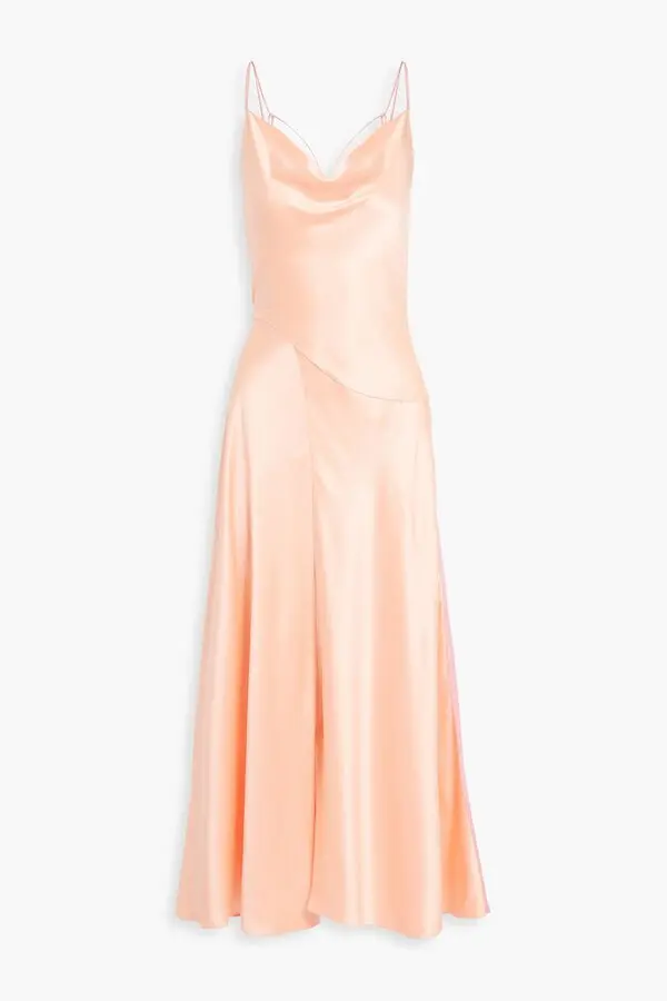 ROKSANDA Draped Twotone Silksatin Slip Dress - Pastel Orange