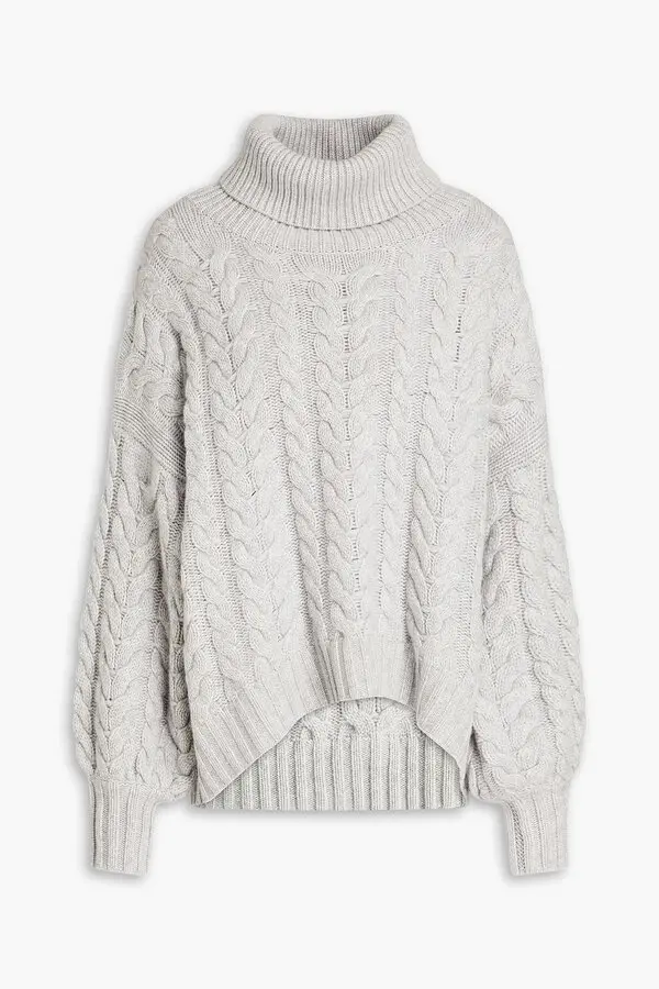 N.peal Oversized Cableknit Cashmere Turtleneck Sweater