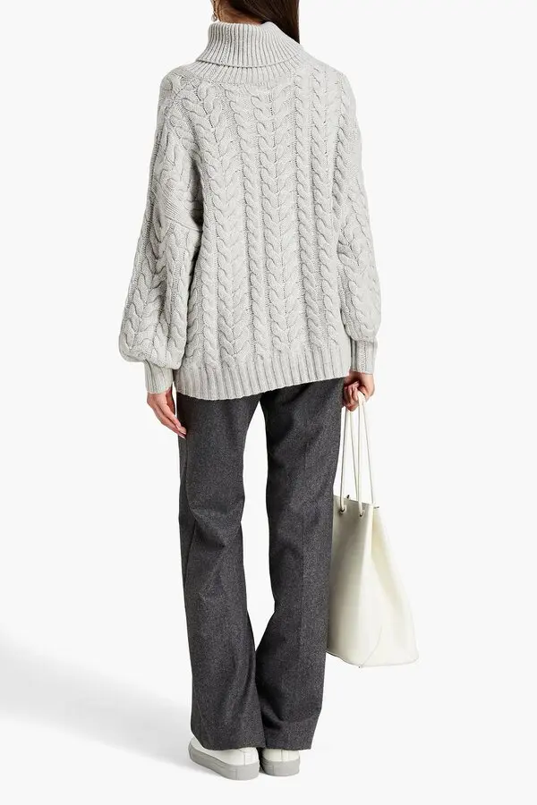 N.peal Oversized Cableknit Cashmere Turtleneck Sweater