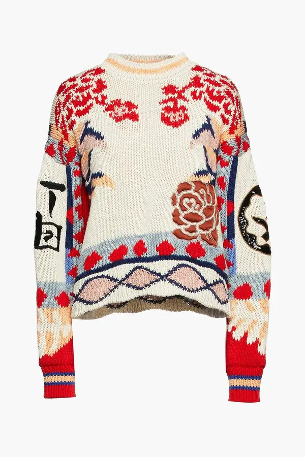 Etro Sequin-embellished Cotton-jacquard Sweater - Ivory