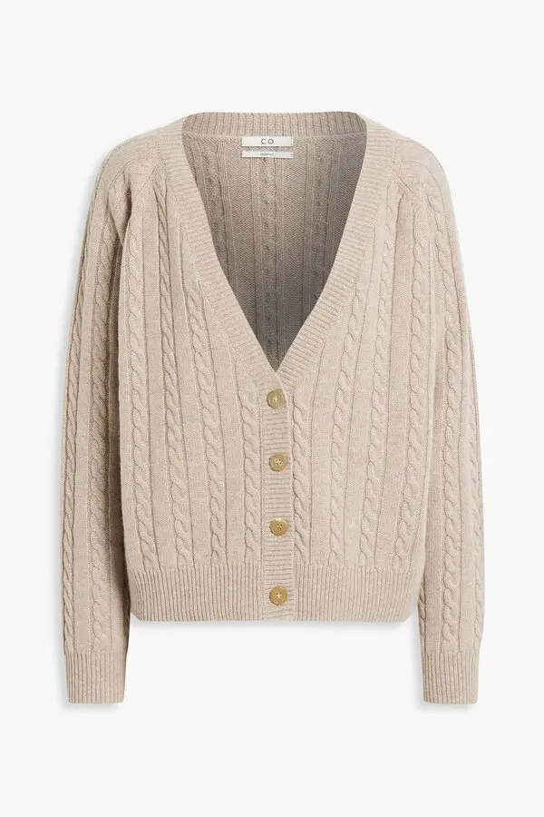 Co Mélange Cableknit Cashmere Cardigan