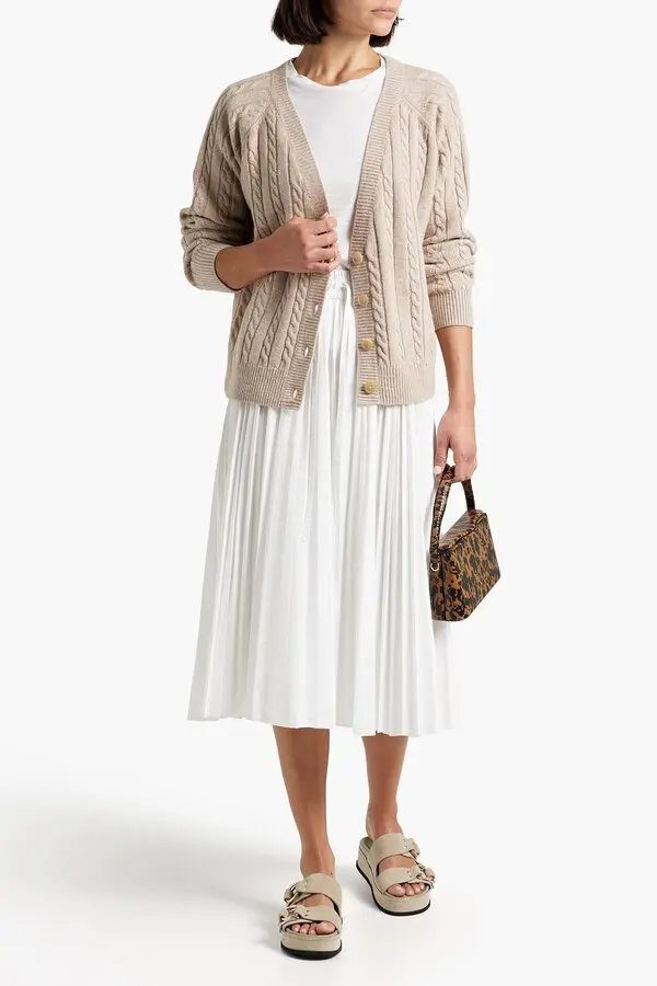 Co Mélange Cableknit Cashmere Cardigan